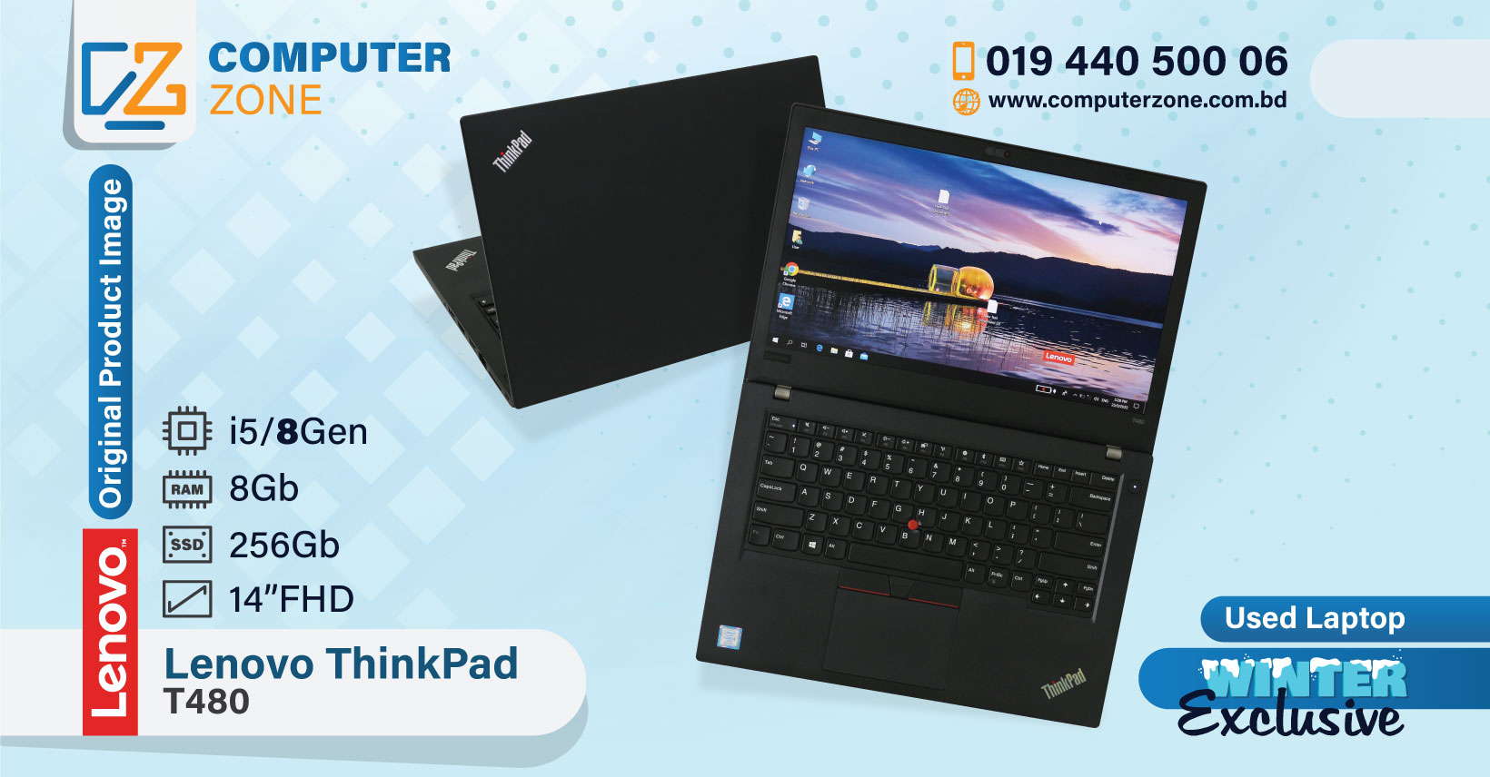 Lenovo ThinkPad T480, 8th Gen Core i5 Processor, 8GB DDR4 RAM, 256GB ...